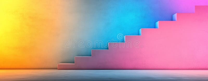 Abstract Representation of Colorful Steps Leading Upward, Evoking ...