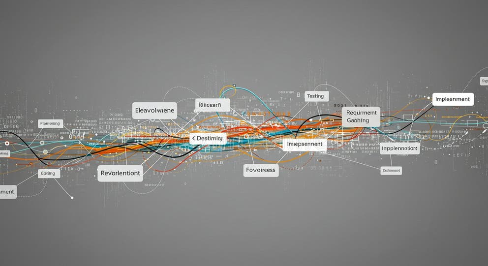 Abstract Representation of a Complex Data Flow or Process Diagram ...