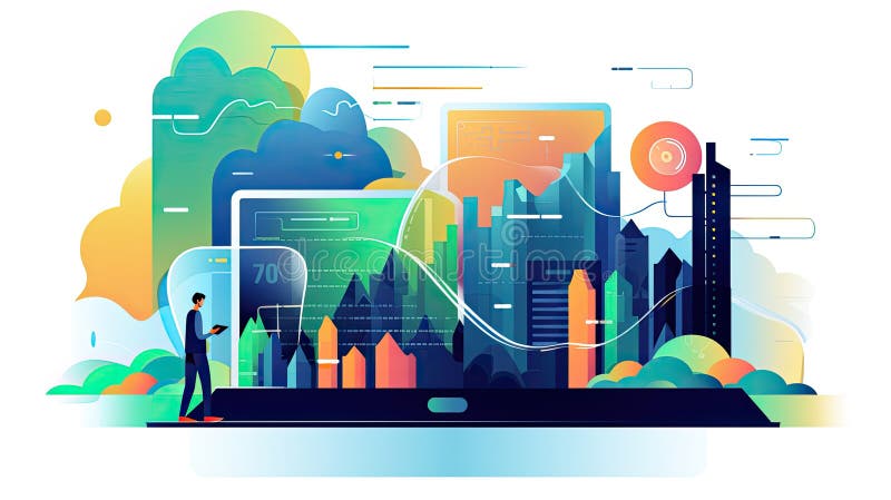 Digital Framework it Infrastructure on a White Background Stock ...