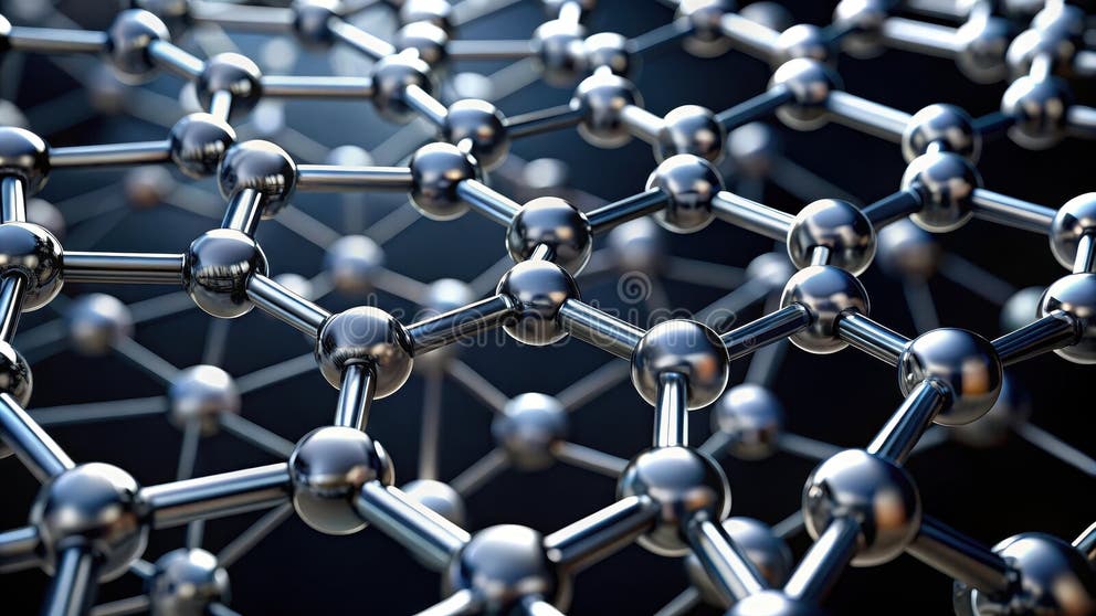 Abstract Representation of a Complex Molecular Structure with Metallic ...