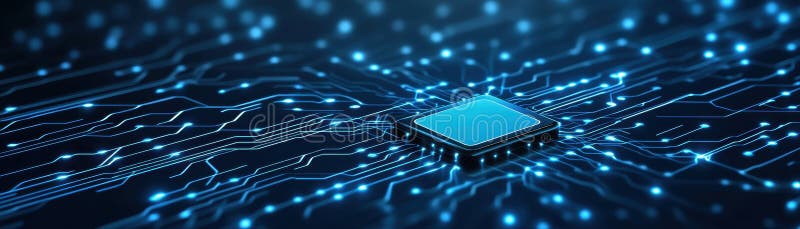 An Abstract Representation of a Computer Chip with Glowing Pathways ...