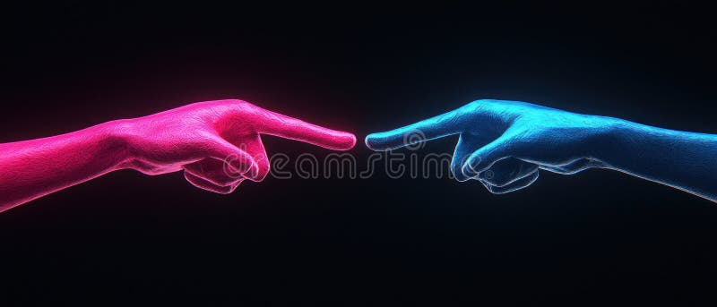 Abstract Representation of Connection between Two Fingers, Highlighting ...