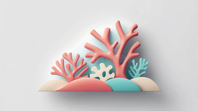 Abstract Coral Reef Design with Pastel Colors and Minimalist Style for ...