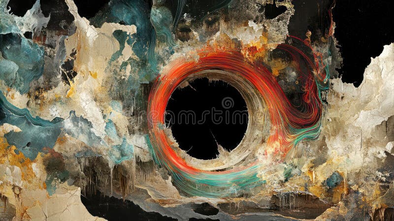 Abstract Representation of a Cosmic Black Hole with Swirling Colors and ...