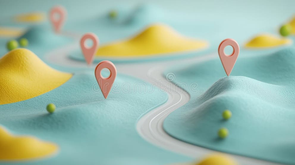 Abstract Representation of Customer Journey with Map Pins and Pathway ...