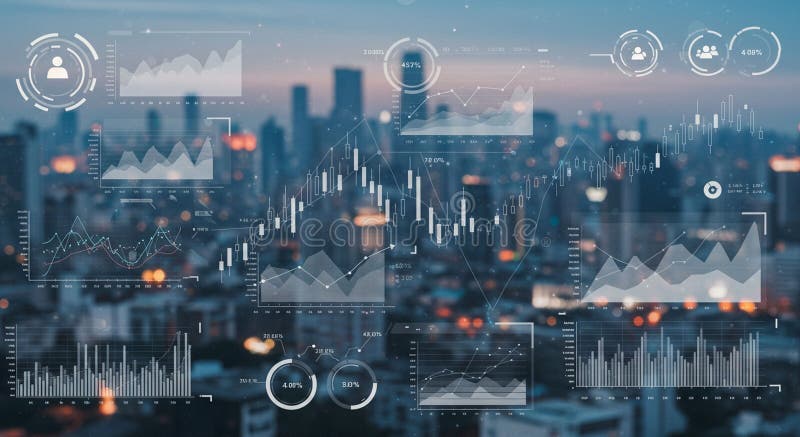 Abstract Representation of Data Analytics Overlaid on a Blurred ...
