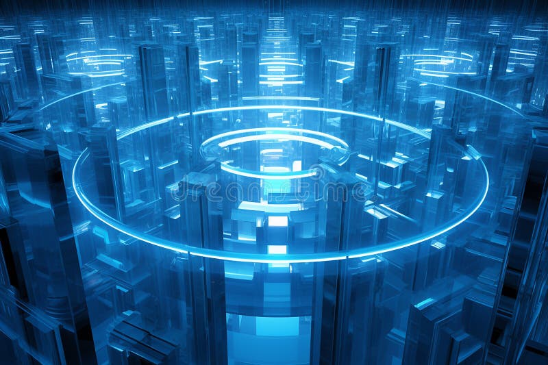 Futuristic Blue Data Center Stock Illustration - Illustration of server ...