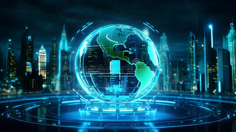 Abstract Representation of Data and Connection Paths, Networks on Globe ...