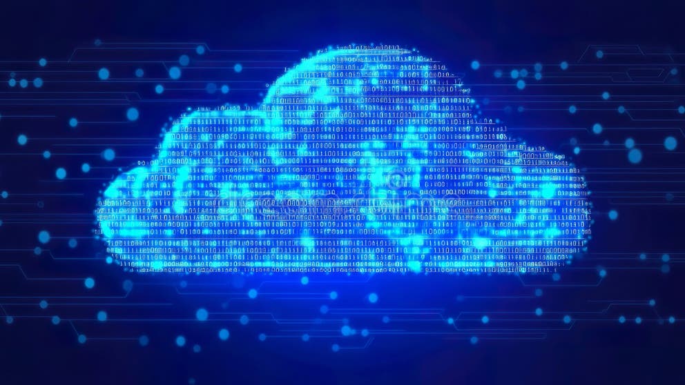 Digital Cloud with Binary Code Effect Representing Data Storage and Technology Trends Stock ...