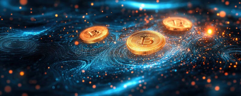 Abstract Representation of Digital Coins Flowing into a Digital ...