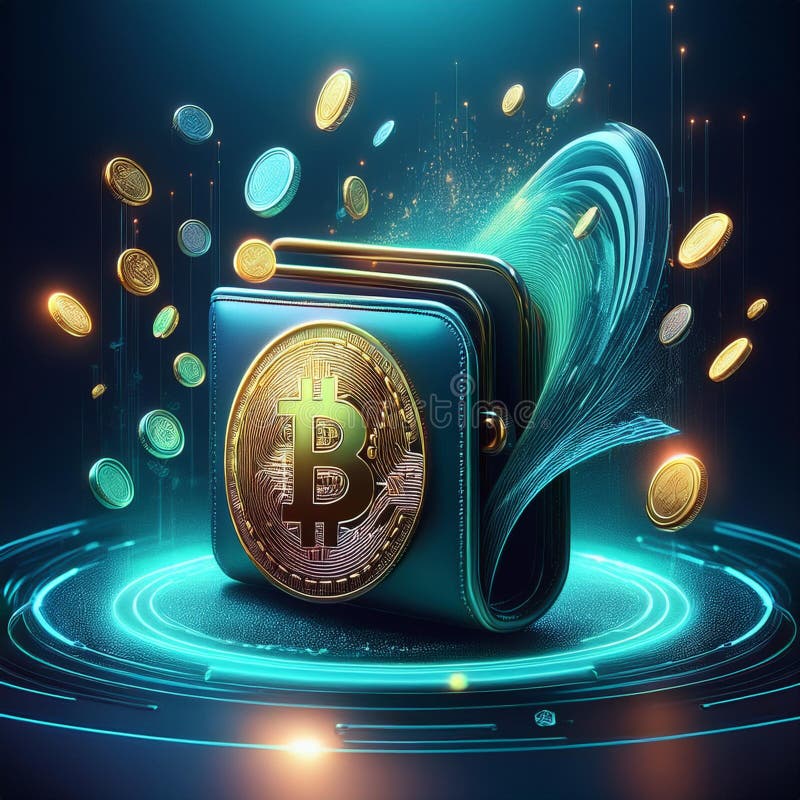 Abstract Representation of Digital Coins Flowing into a Digital Wallet ...