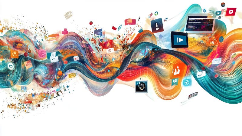 An Abstract Representation of Digital Communication, with Swirli Stock ...