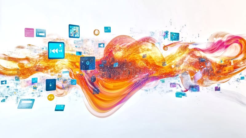 An Abstract Representation of Digital Communication, with Swirli Stock ...