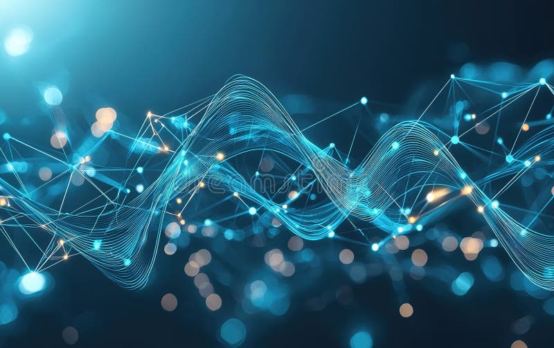 Abstract Representation of Digital Connections and Waves in a Vibrant ...