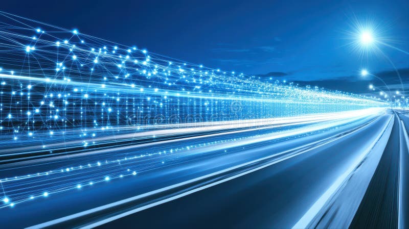 Abstract Representation of Digital Connectivity Featu a Nighttime ...