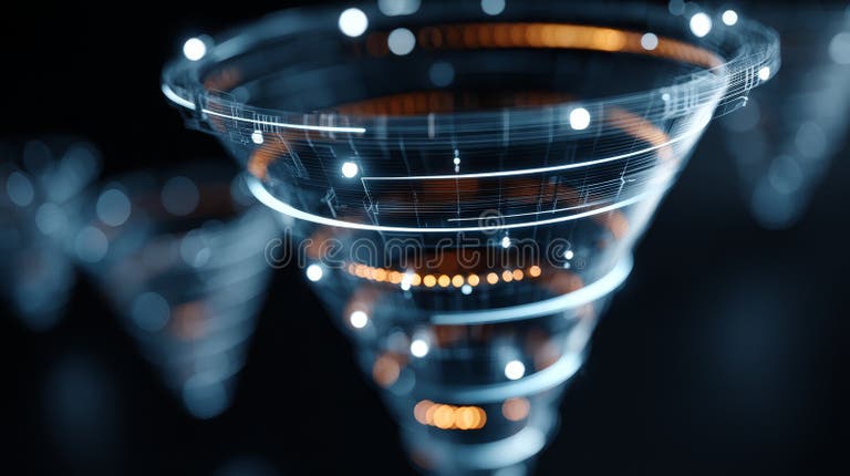 Abstract Representation of Digital Conversion Funnel with Glowing Lines ...