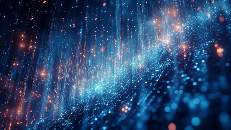 Abstract Representation of Digital Data Flowing in a Cascading Blue ...