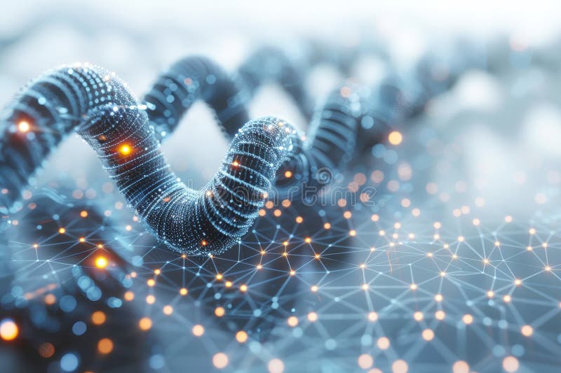 Abstract Representation of a Digital DNA Strand with Glowing ...