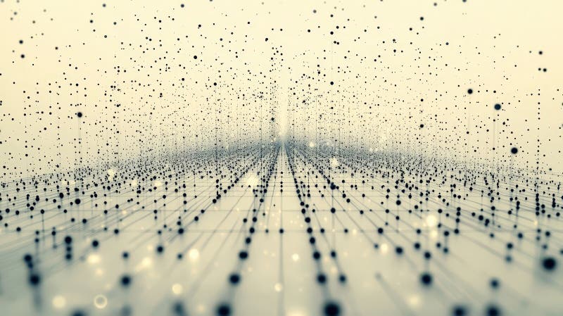 Abstract Representation of a Digital Landscape with Floating Dots and ...