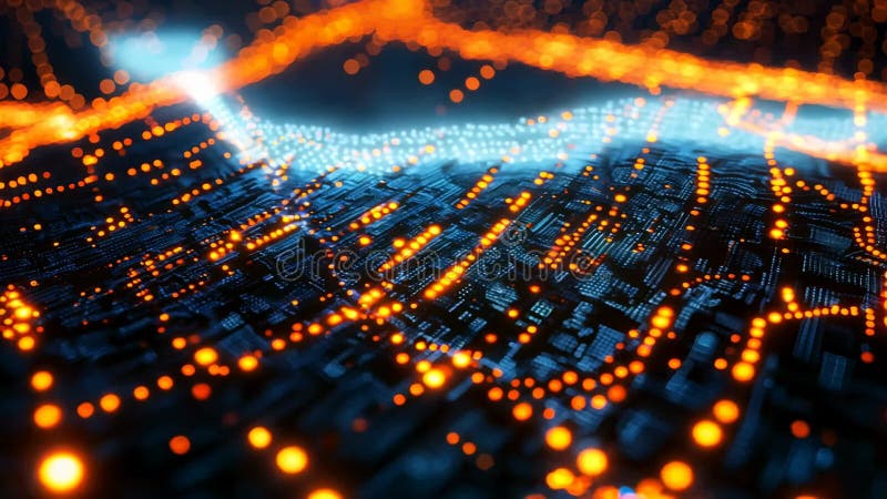 Abstract Digital Network with Glowing Lights - Stock Photography for ...