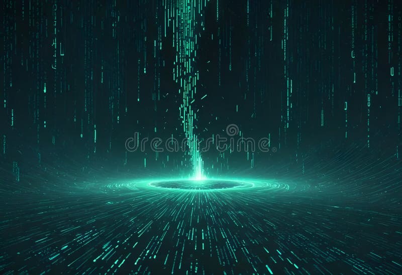 Abstract Representation of a Digital Portal with a Glowing Green Ring ...