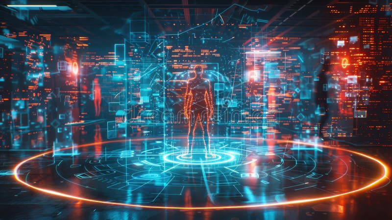 Abstract Representation of a Digital Twin Concept with Futuristic ...