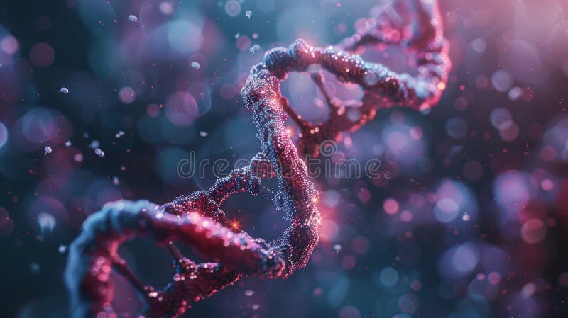 Abstract Representation of DNA, a Double Helix Structure, Glowing with ...