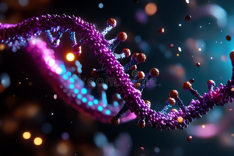 Abstract Representation of a DNA Molecule in High Detail with Vibrant ...