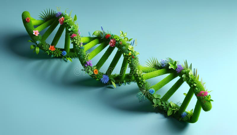 Abstract Representation of Dna Spiral Structure Which Consists of Green ...