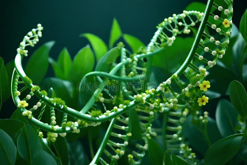 Abstract Representation of Dna Spiral Structure Which Consists of Green ...