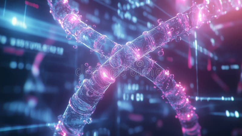 Abstract Representation of DNA Strands Intertwined with Digital ...