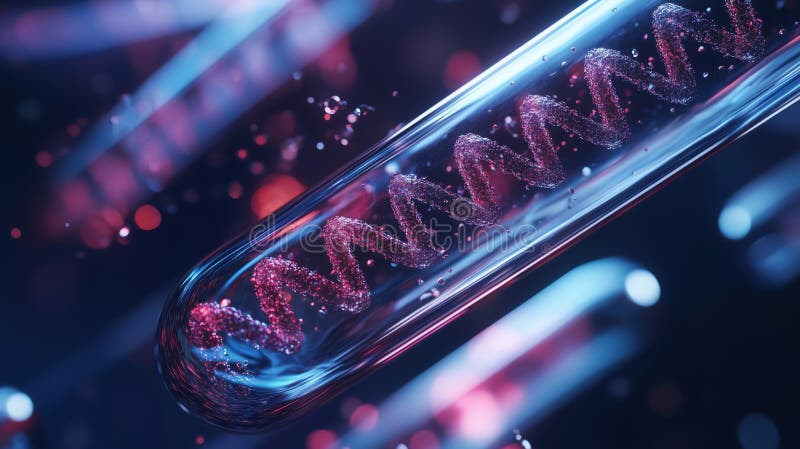 Abstract Representation of DNA Structure in a Test Tube with Vibrant ...