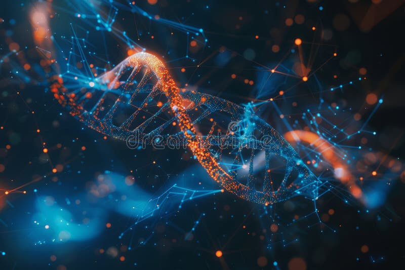 Abstract Representation of DNA with Vibrant Colors and Digital Elements ...