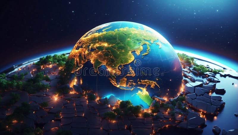 Digital Earth Modern Technology Concept Stock Illustration ...