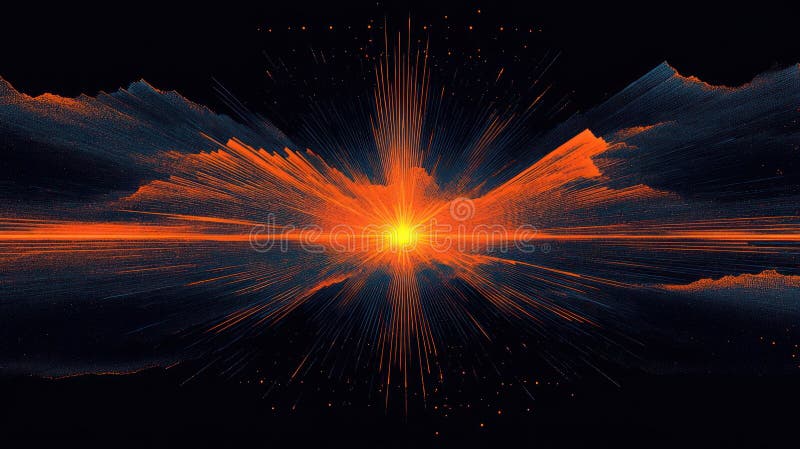 Abstract Representation of an Explosive Energy Burst with Radiant ...
