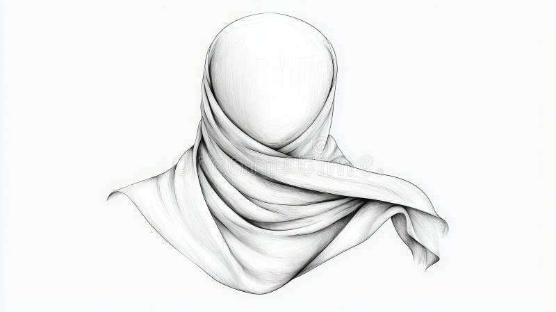 Abstract Representation of a Faceless Figure with Draped White Fabric ...