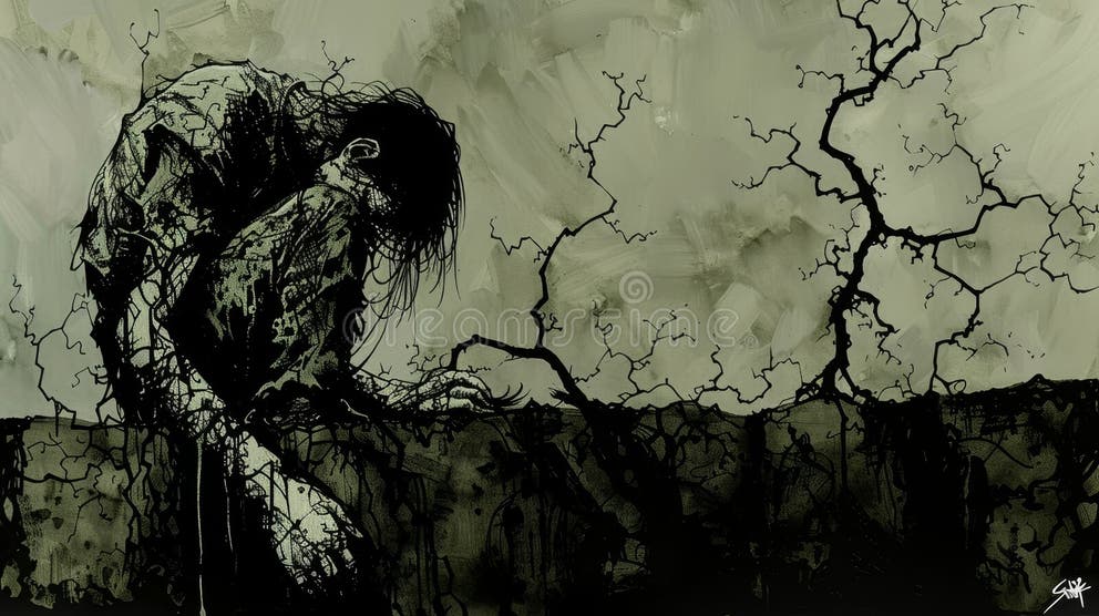 Abstract Representation of the Feeling of Depression and Anxiety of a ...