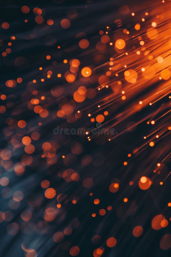 An Abstract Representation of Fiber Optic Cables with Glowing Points of ...
