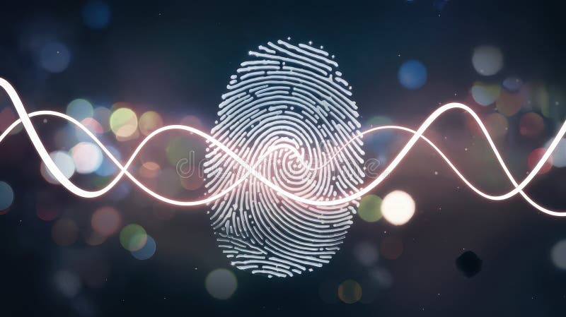 Abstract Representation of a Fingerprint Intertwined with Waves ...