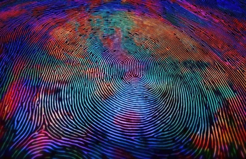 Abstract Representation of a Fingerprint with Vibrant Hues. Intricate ...