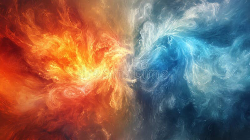 Abstract Representation of Fire and Ice Swirling Together Stock ...