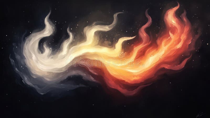 Abstract Representation of Fire and Smoke Blending in a Dark Background ...