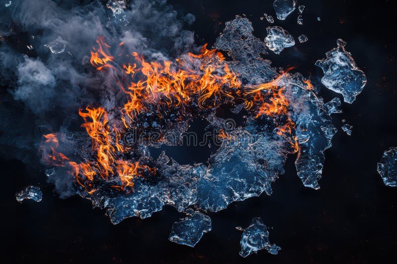 Dynamic Abstract Representation Fire Smoke Dark Environment Stock ...