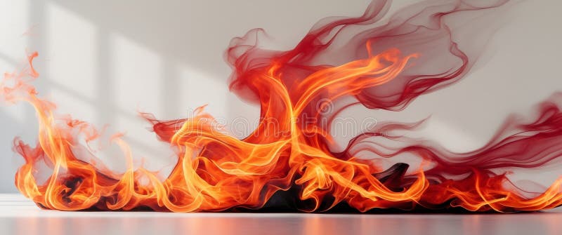 Abstract Representation of Fire with Swirling Flames and Embers in Bold ...