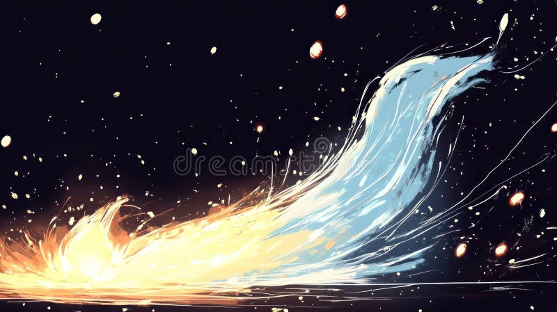 Abstract Cosmic Fire and Ice Stream: a Celestial Encounter Stock ...