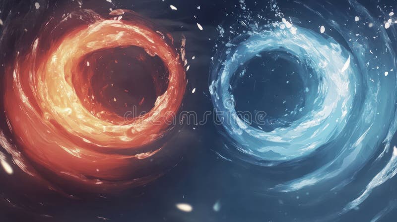 Abstract Representation of Fire and Water Swirling in Circular Forms ...