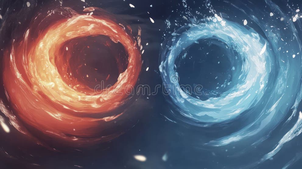 Abstract Representation of Fire and Water Swirling in Circular Forms ...