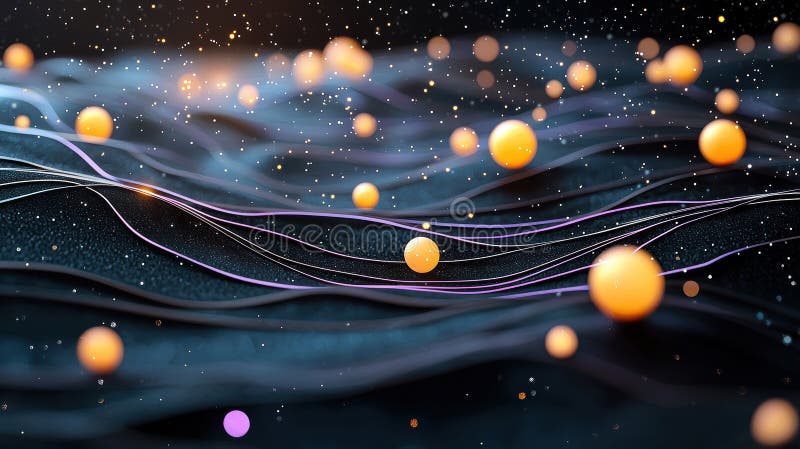Abstract Representation of Floating Particles in Dark Background with ...