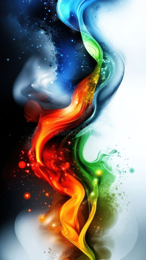 Abstract Representation of Flowing Colors Resembling Human Profiles and ...