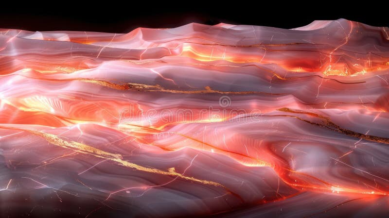 Abstract Representation of Flowing Lava with Glowing Patterns and ...